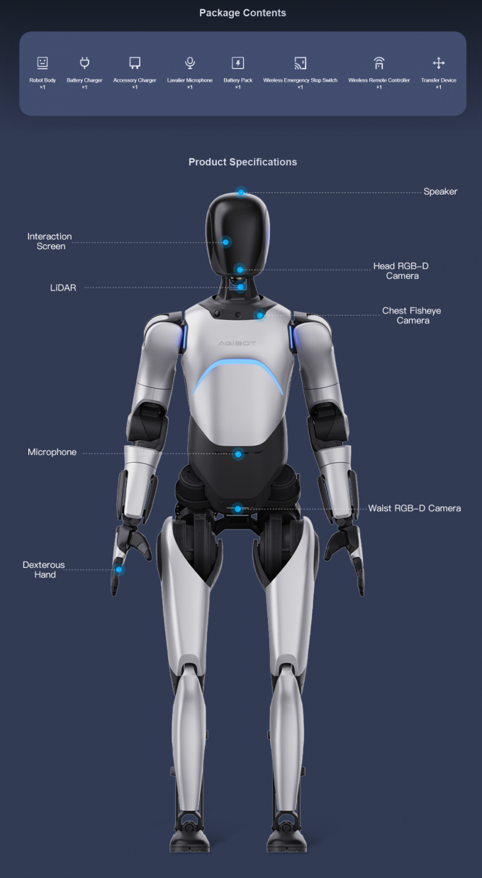 AGIBOT A2 Ultra Full-Size Humanoid Robot with 40 DOF, 169cm Height and ...