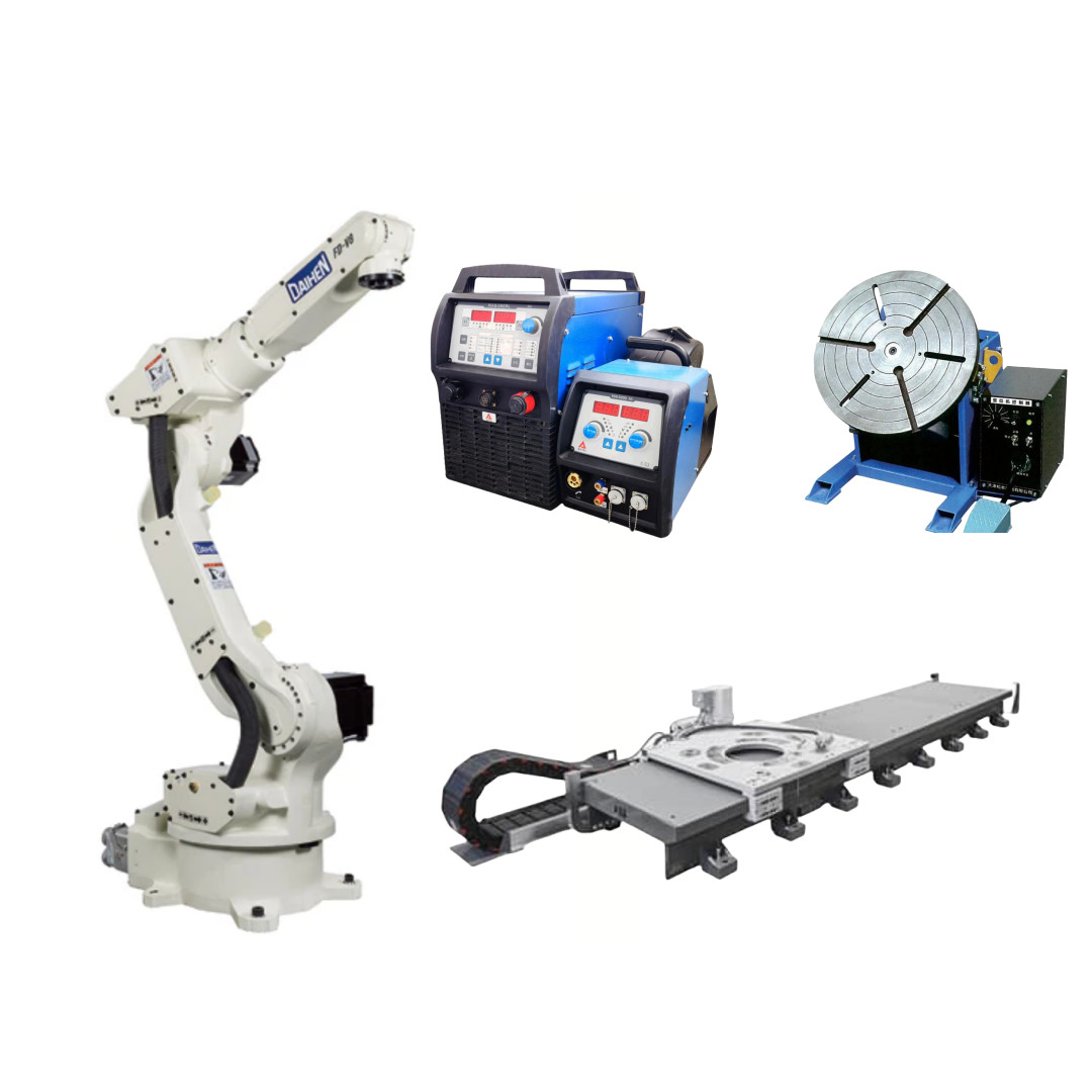 6 Axis Payload 8KG OTC FD-V8 Welding Robot Arm with guide rails and manipulator for welding ...